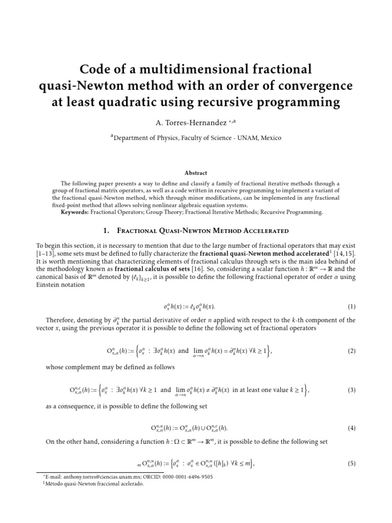 Code of a multidimensional fractional quasi-Newton method with an order ... Code of a multidimensional fractional quasi-Newton method with an order ...