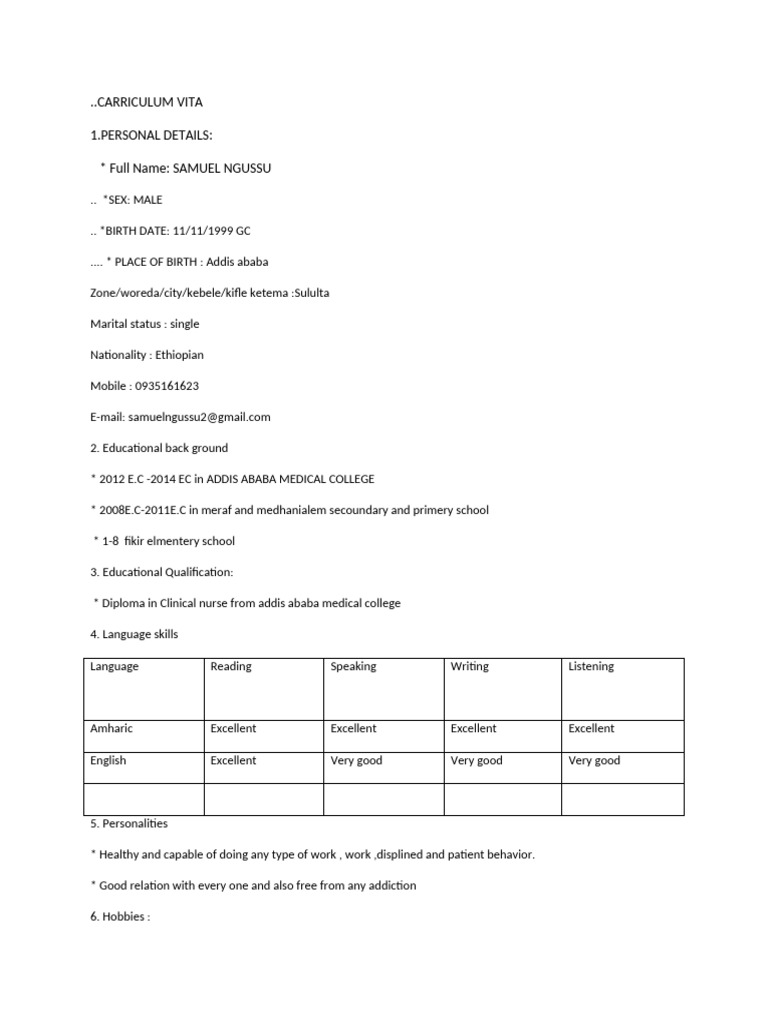 CARRICULUM VITA | PDF