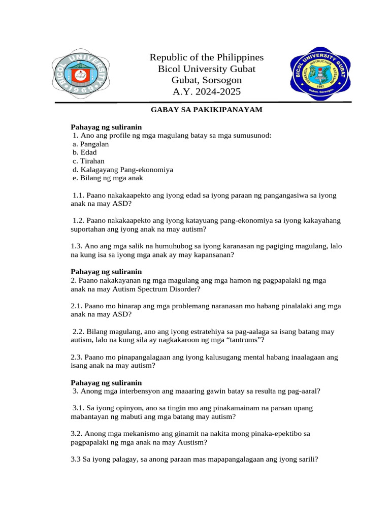 Interview Guide Filipino | PDF