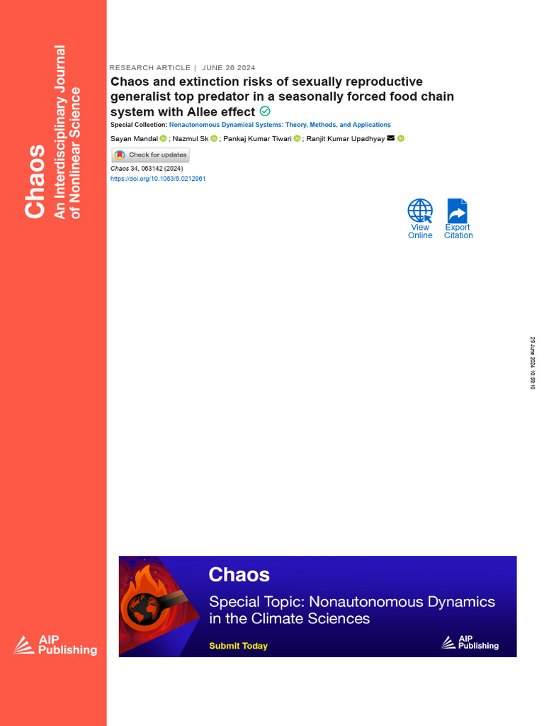 Chaos and Extinction in Food Chains | PDF | Ecology | Predation