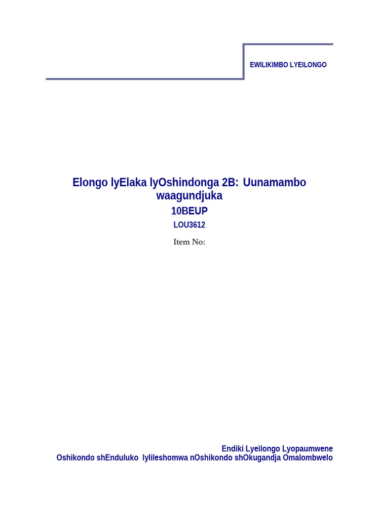 Oshindnga 2B LOU 3612 Study Guide | PDF