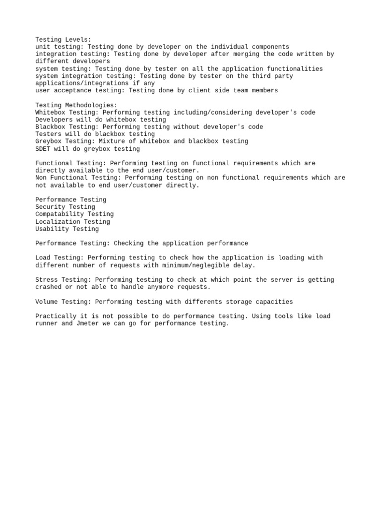 Testing Levels August 20 | PDF Testing Levels August 20 | PDF