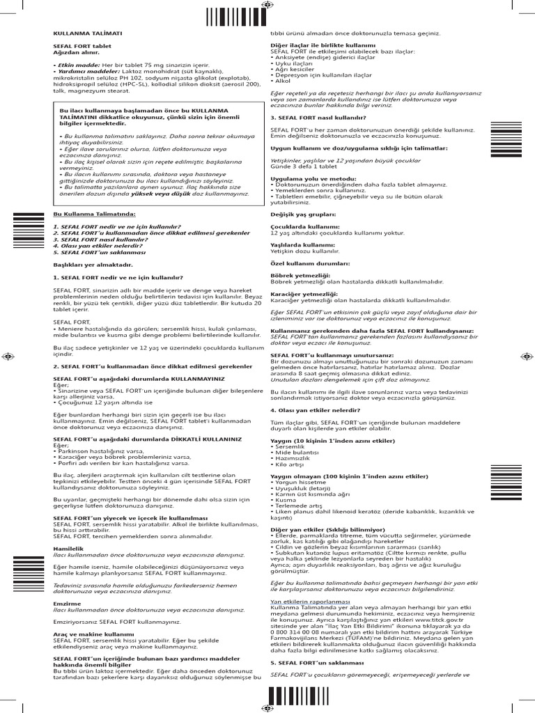 Sefal Fort Tablet Medication Guide | PDF