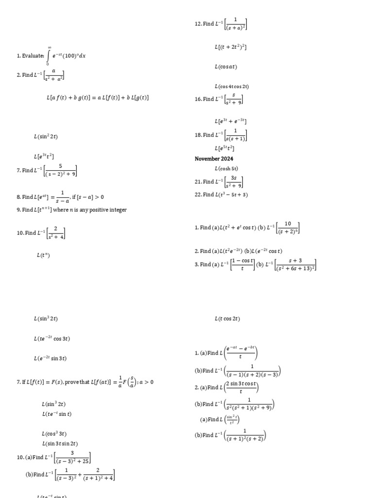 Laplace Transforms Assignment Questions | PDF | Mathematical Physics ...