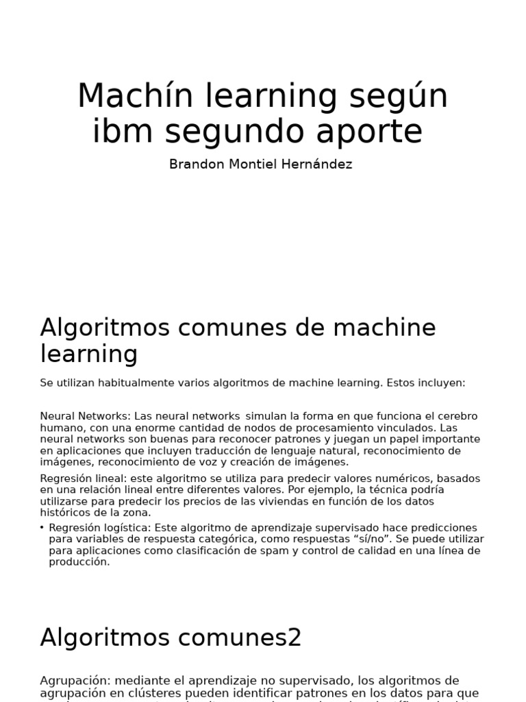 Machin Learning IBM Aportación 2 | PDF | Inteligencia artificial ...