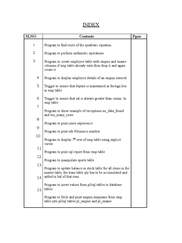 SQL Programs | PDF | Pl/Sql | Sql