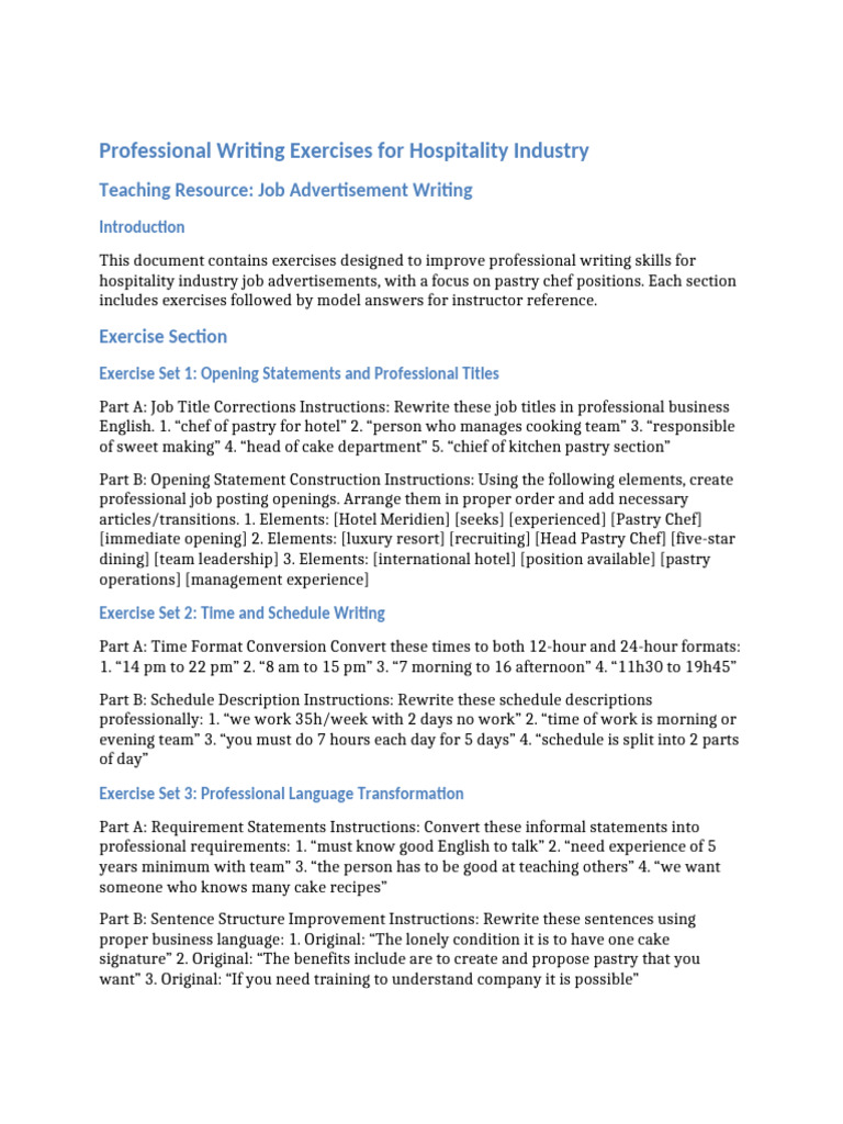 professional-writing-exercises | PDF | Chef | Learning