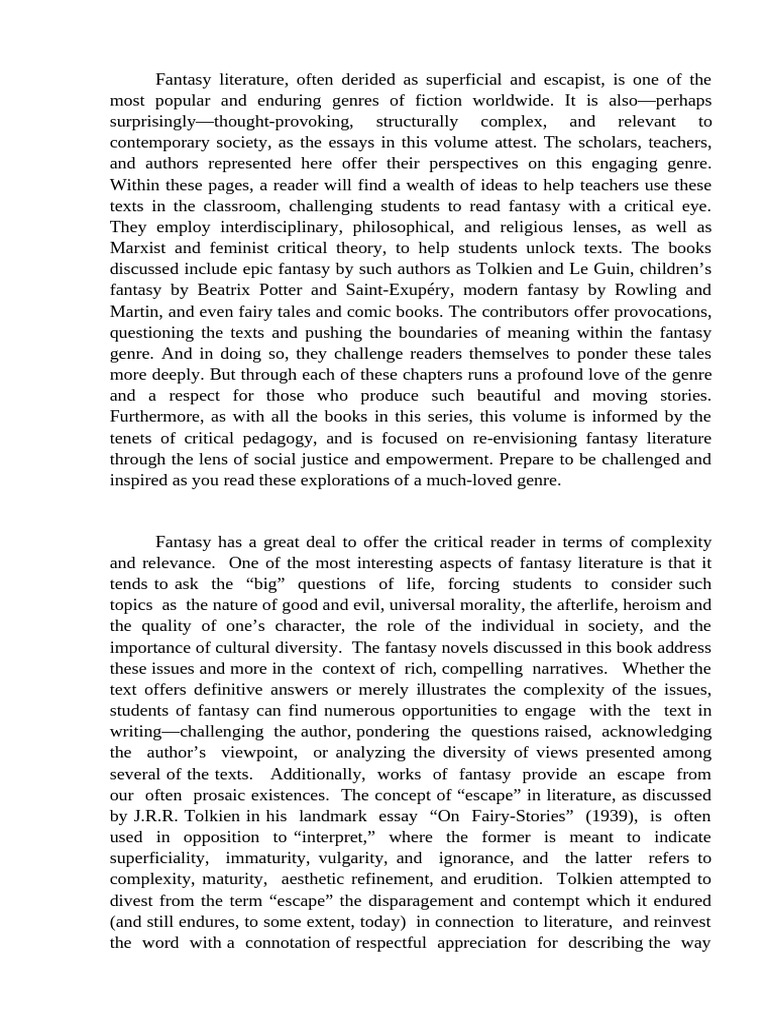 Fantasy Literature My Work | PDF | Fantasy | Literacy