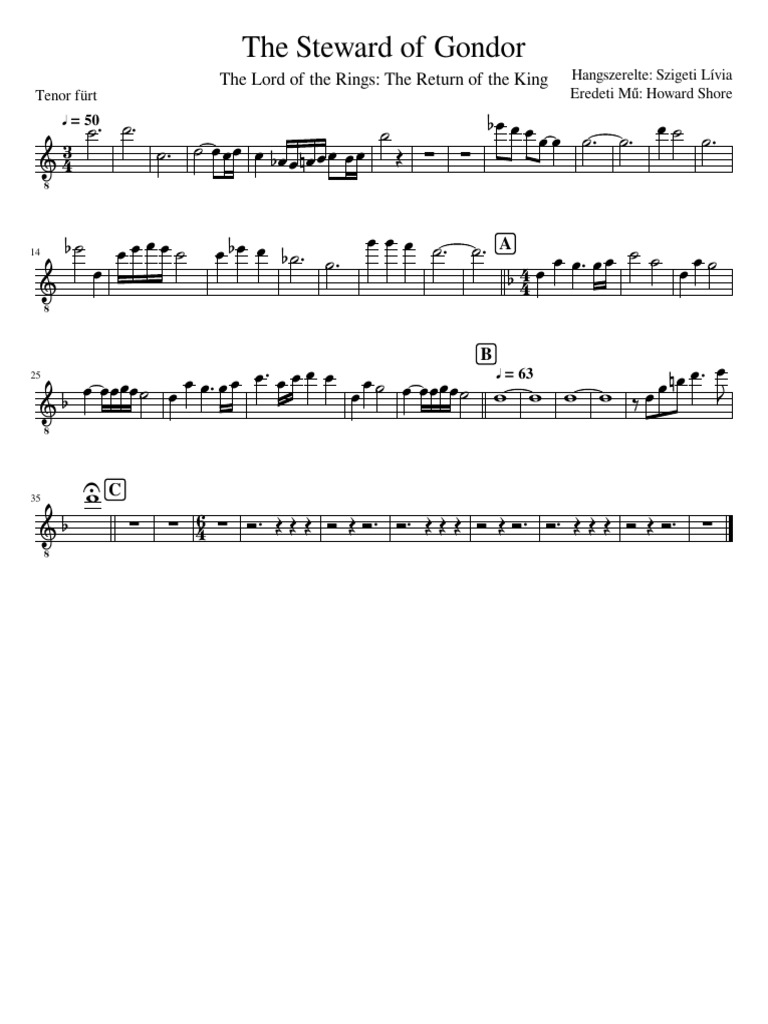 The Steward of Gondor Sheet Music | PDF
