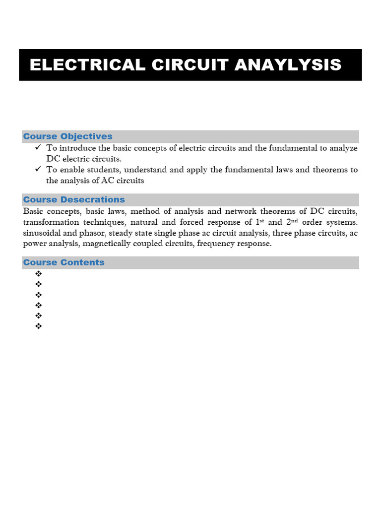 Handout of ECA | PDF | Electric Power | Atoms