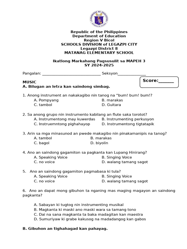 MAPEH 3 3rd Ok | PDF