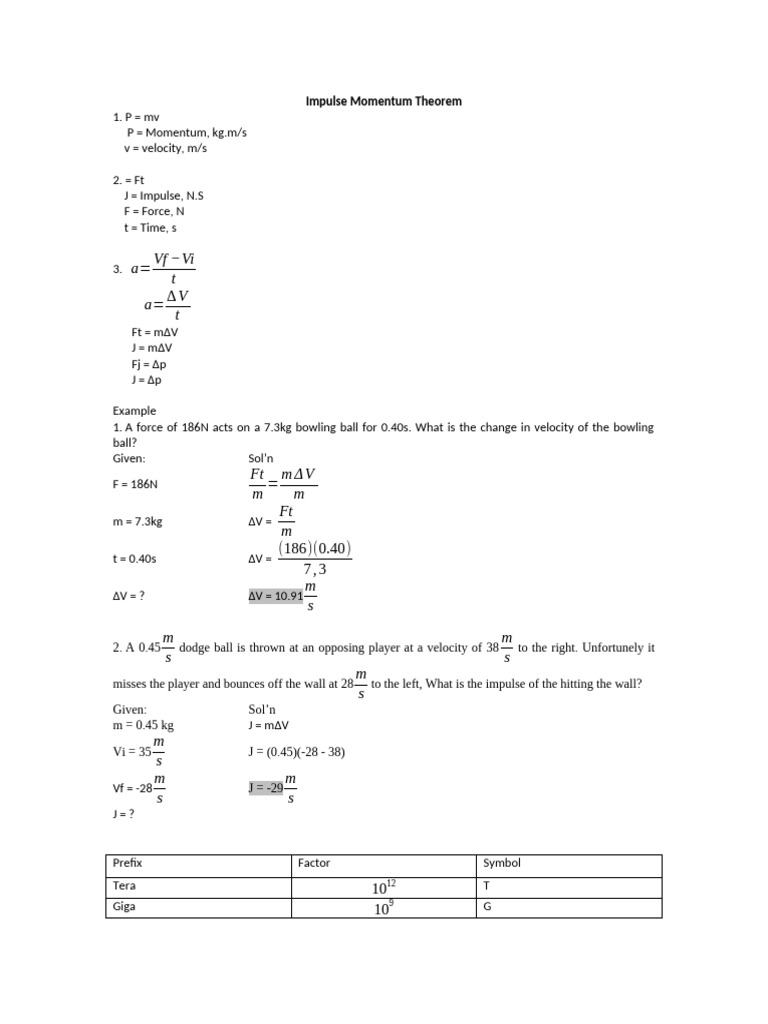 Impulse Momentum Theorem | PDF