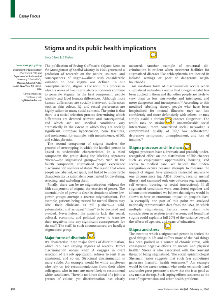3.0 Stigma and Its Public Health Implications | PDF | Social Stigma ...
