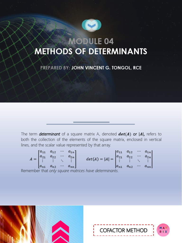 PPT-04-Methods-of-Determinants | PDF | Determinant | Matrix (Mathematics)