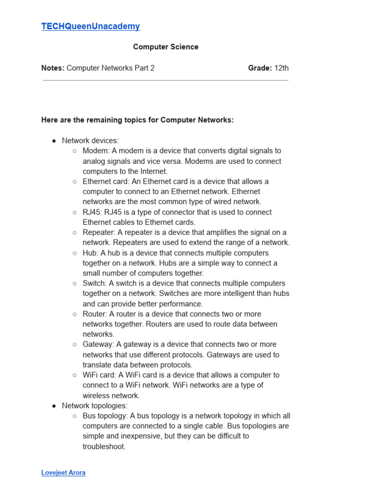 Computer Networks Notes - Part 2 | PDF | Computer Network | World Wide Web