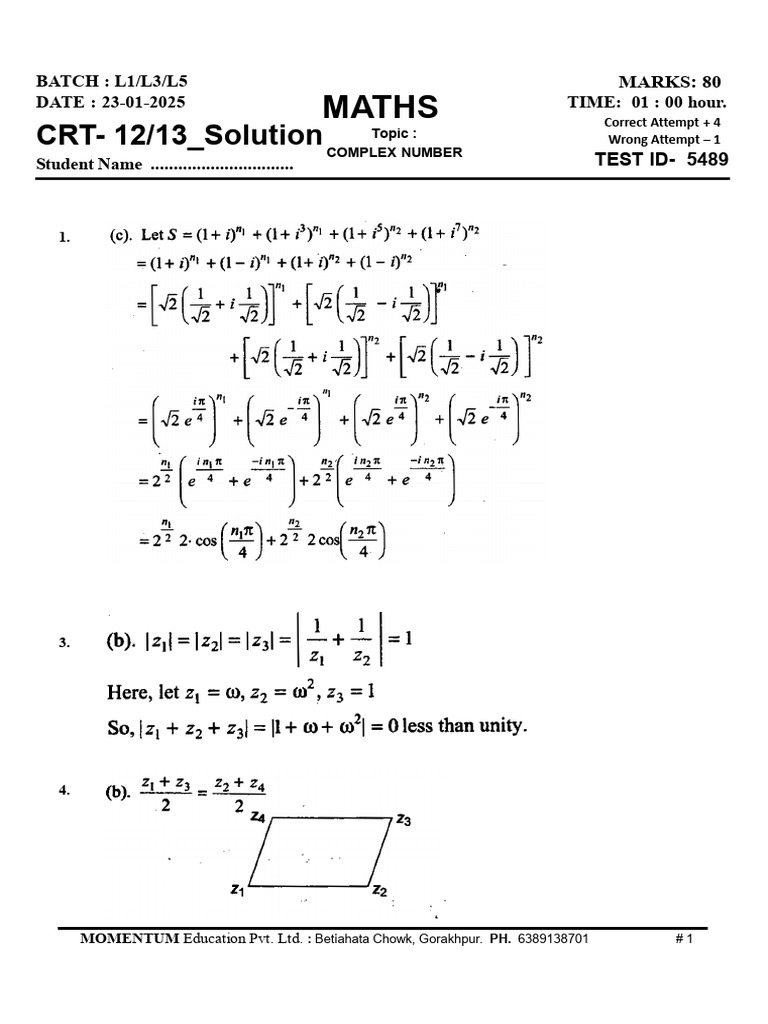 CRT-12+13 L1+L3+L5 Solution 23-01-2025 | PDF