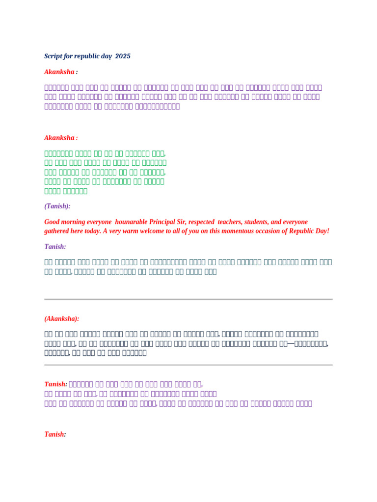 Script For Republic Day 2025 | PDF