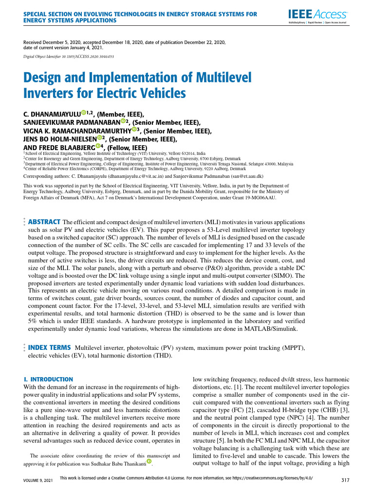 Design and Implementation of Multilevel Inverters For Electric Vehicles | PDF | Power Inverter ...