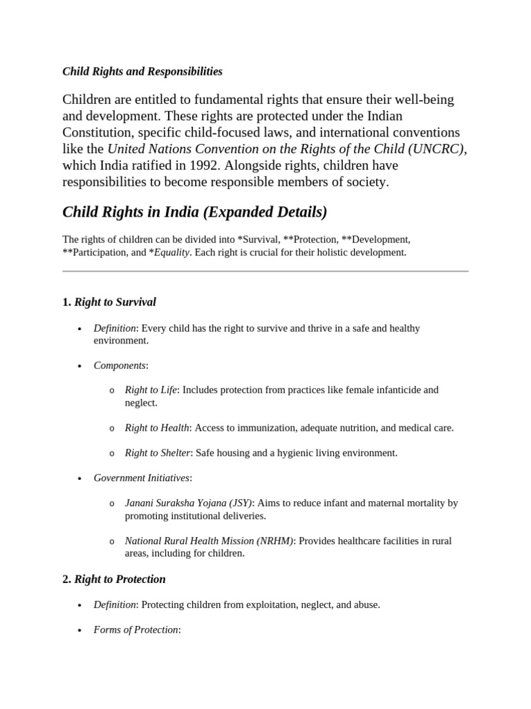 Child Rights and Responsibilities | PDF | Children's Rights | Social Policy