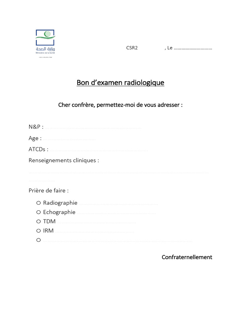 Bon D'examen Radiologie | PDF