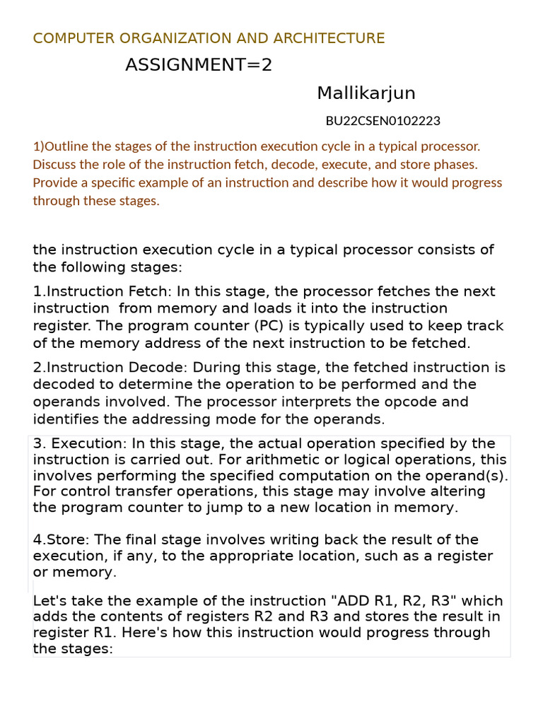 Instruction Cycle & CPU Architecture | PDF | Central Processing Unit | Computer Data Storage