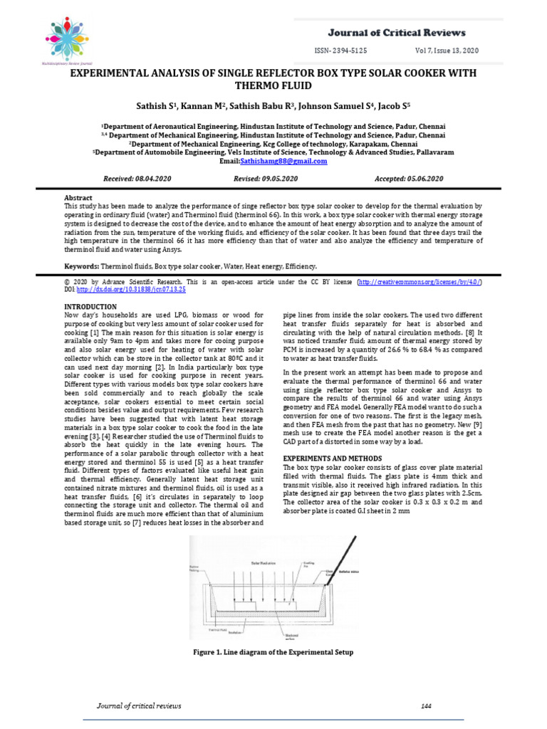 2020 - Experimental Analysis of Single Reflector Box Type | PDF | Heat ...