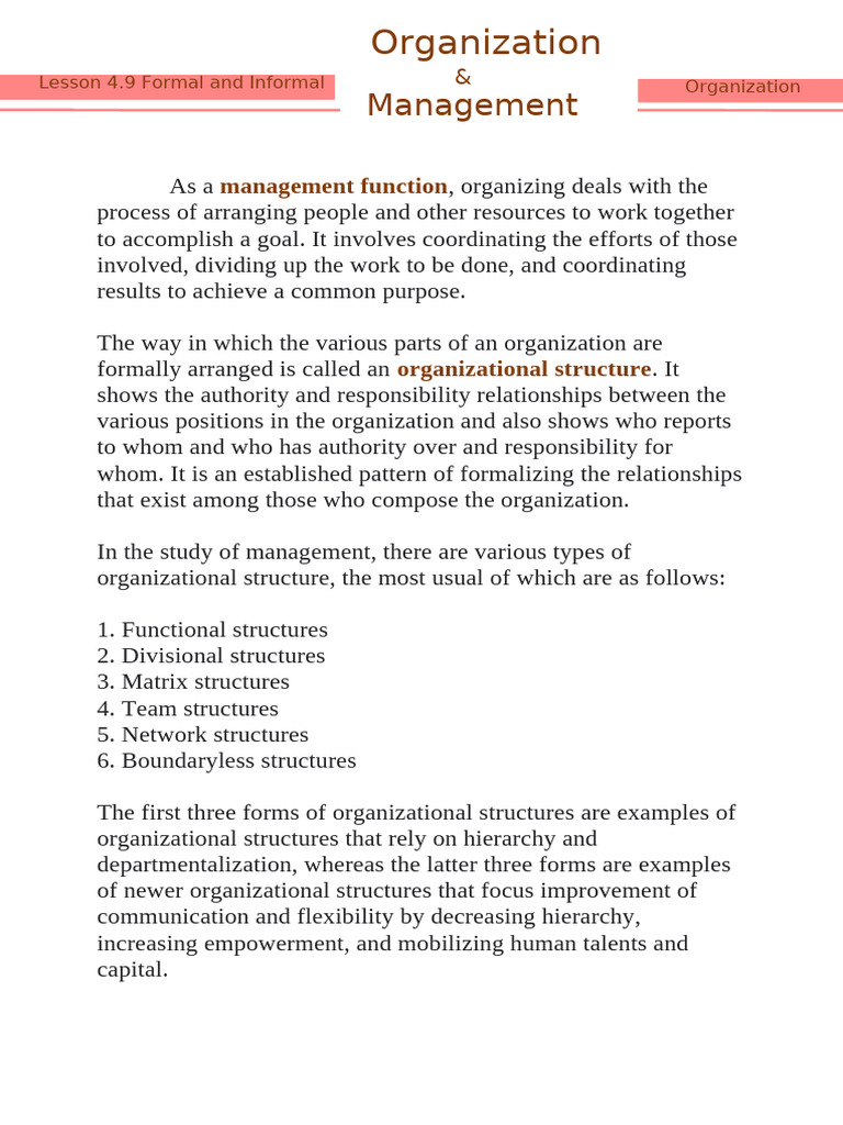 Organization and Management | PDF | Organizational Structure | Social ...