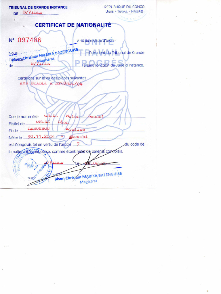 Certificat de Nationalitél 20250202 | PDF