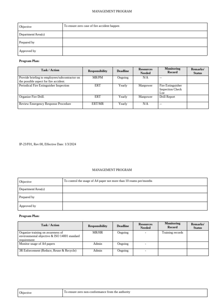 IP-23F01 - Management Program - IMS | PDF | Human Resources ...