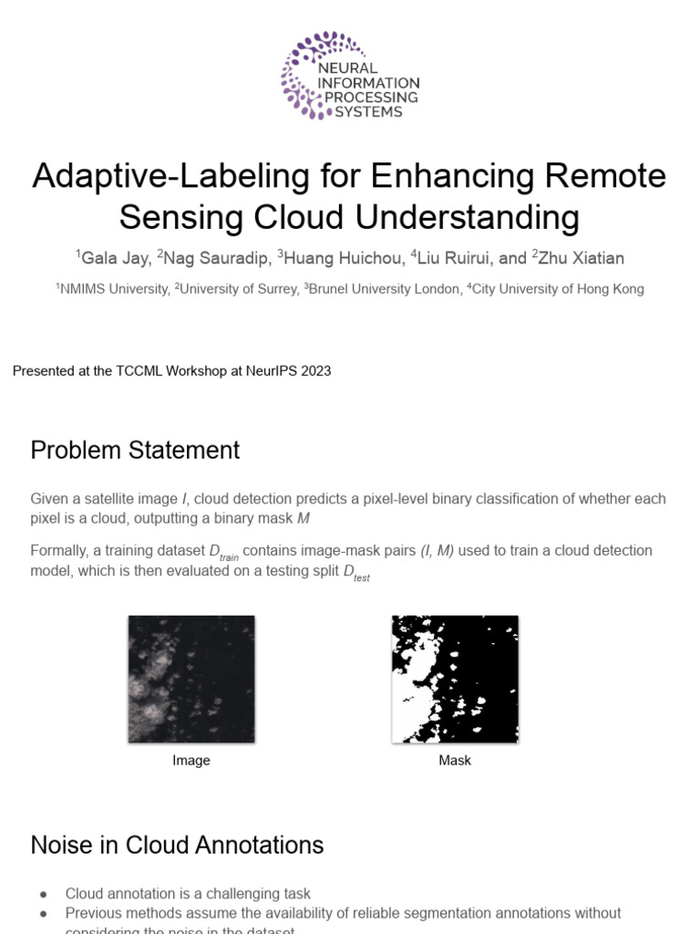 SLIDES - 3 - Adaptive Labeling For Enhancing Remote Sensing Cloud ...