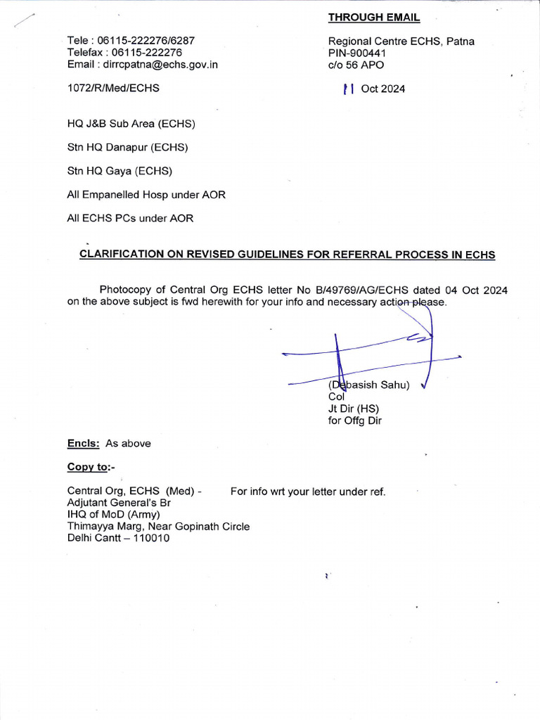 Clarification ON REVISED GUIDELINES FOR REFERRAL PROCESS IN ECHS | PDF ...
