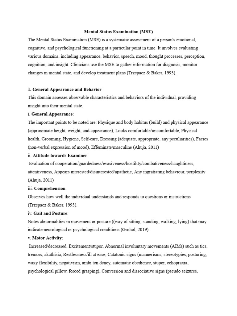 Clinical Interview, Case History and MSE Report | PDF | Hallucination ...