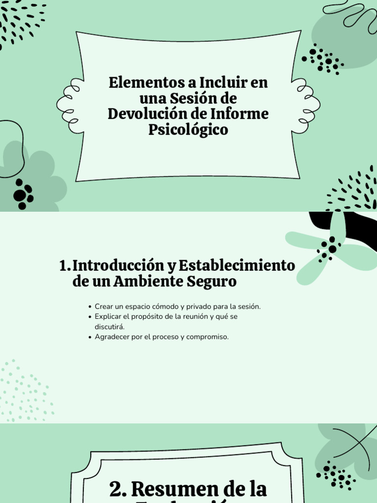 Sesión de Devolución de Informe Psicológico | PDF | Sicología | Las emociones