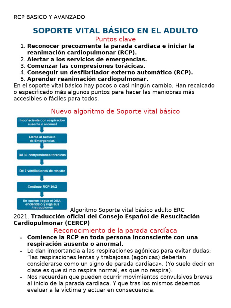 RCP Basico y Avanzado | PDF | Reanimación cardiopulmonar | Paro cardíaco