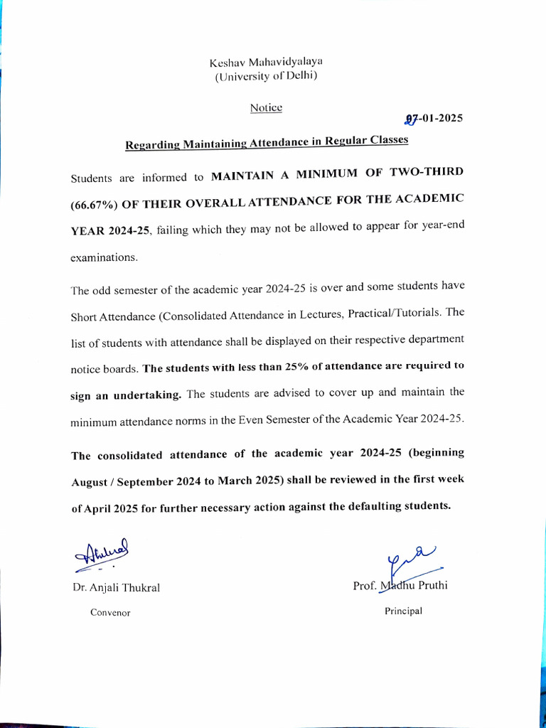 Attendance Requirement Notice 2024-25 | PDF
