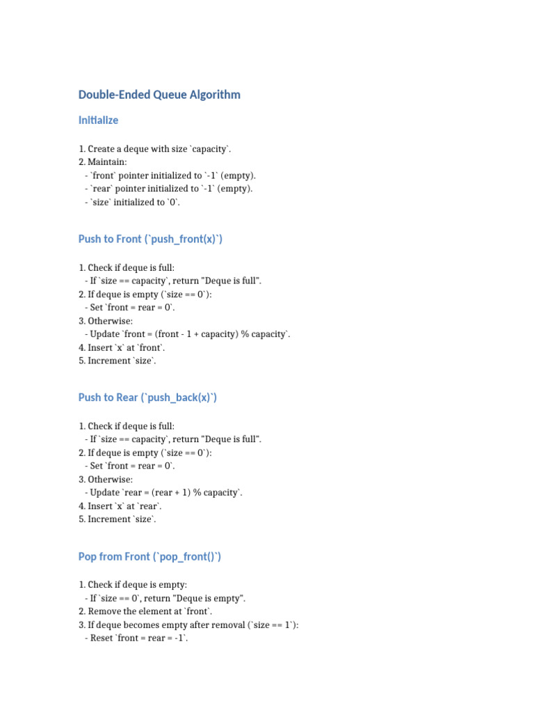 Double_Ended_Queue_Algorithm | PDF | Computer Programming | Algorithms ... Double_Ended_Queue_Algorithm | PDF | Computer Programming | Algorithms ...