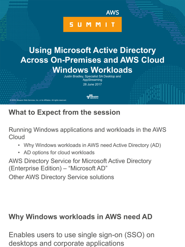 Using Microsoft Active Directory Across On-Premises and AWS Cloud Windows Workloads | PDF ...