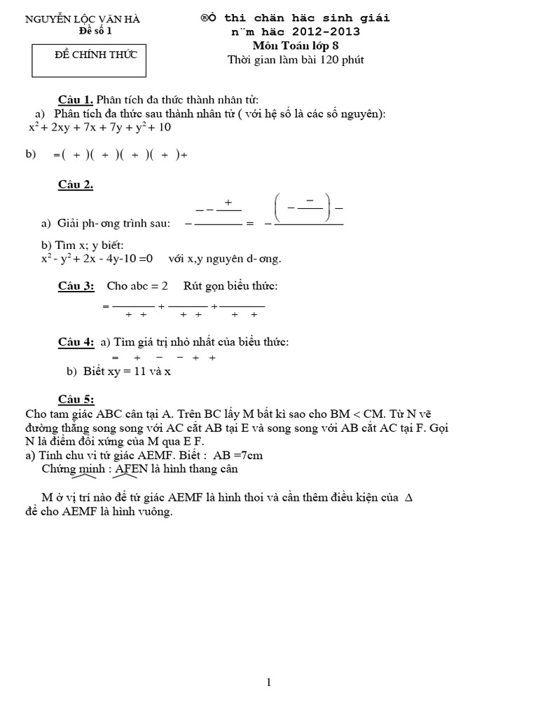 (T SO N) de Thi HSG Toan 8 Cap Huyen | PDF