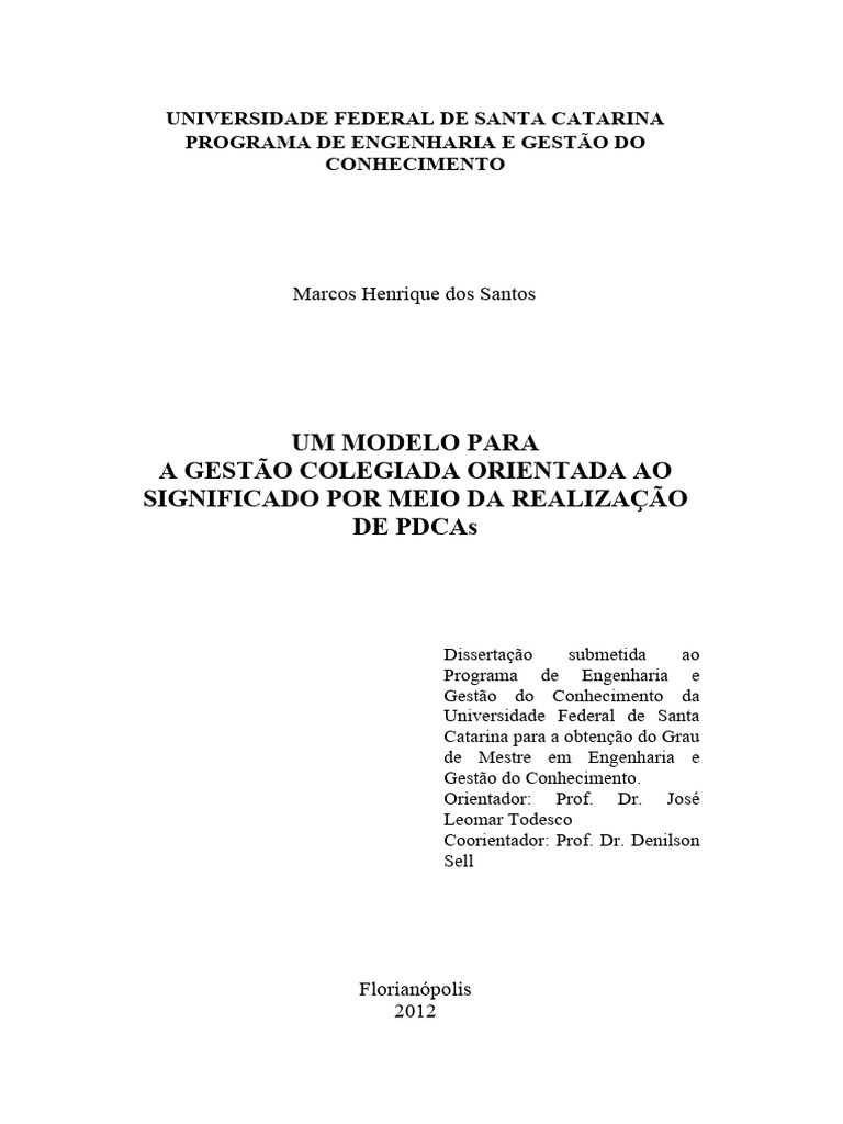 Um Modelo para a Gestão Colegiada Orientada | PDF | Governança ...