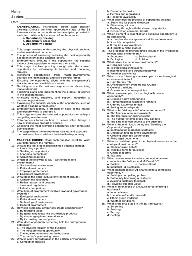 Chapter 2 Quiz | PDF | Entrepreneurship | Consumer Behaviour