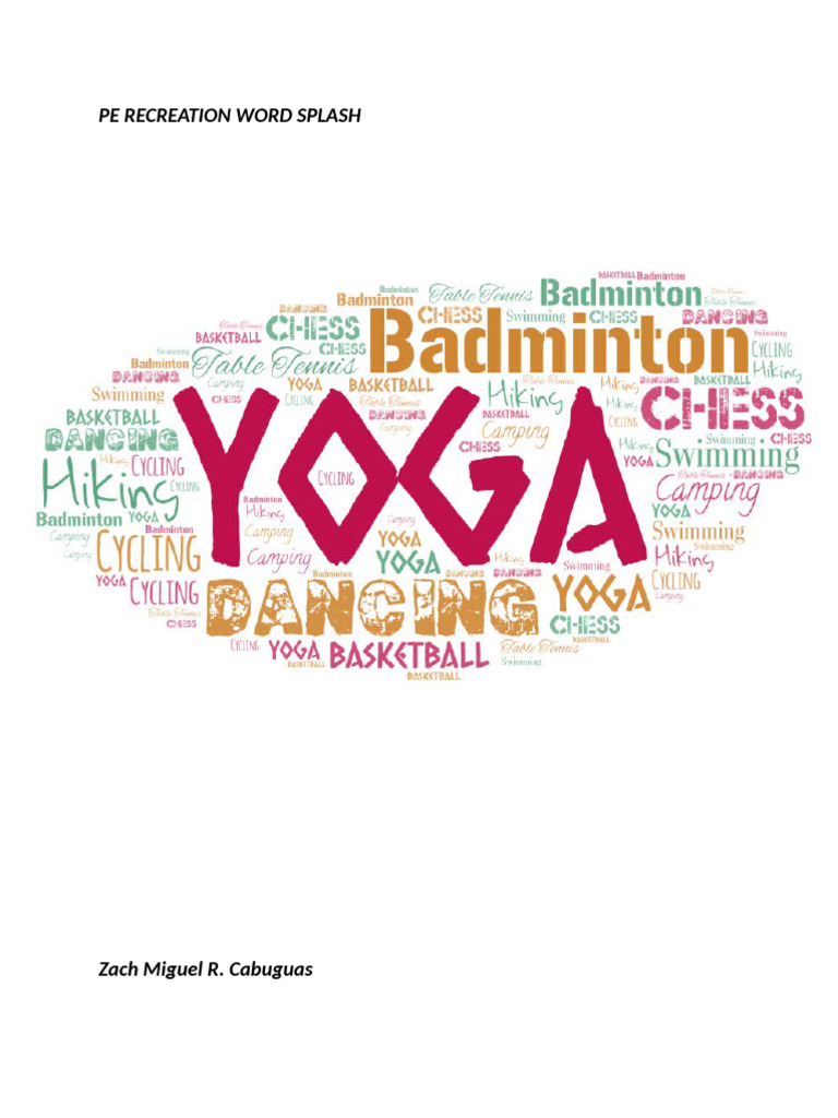 Recreation Word Splash | PDF