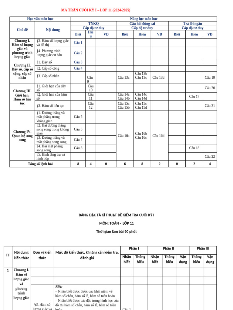 Ma trận - CKI - 11 - 2024 | PDF