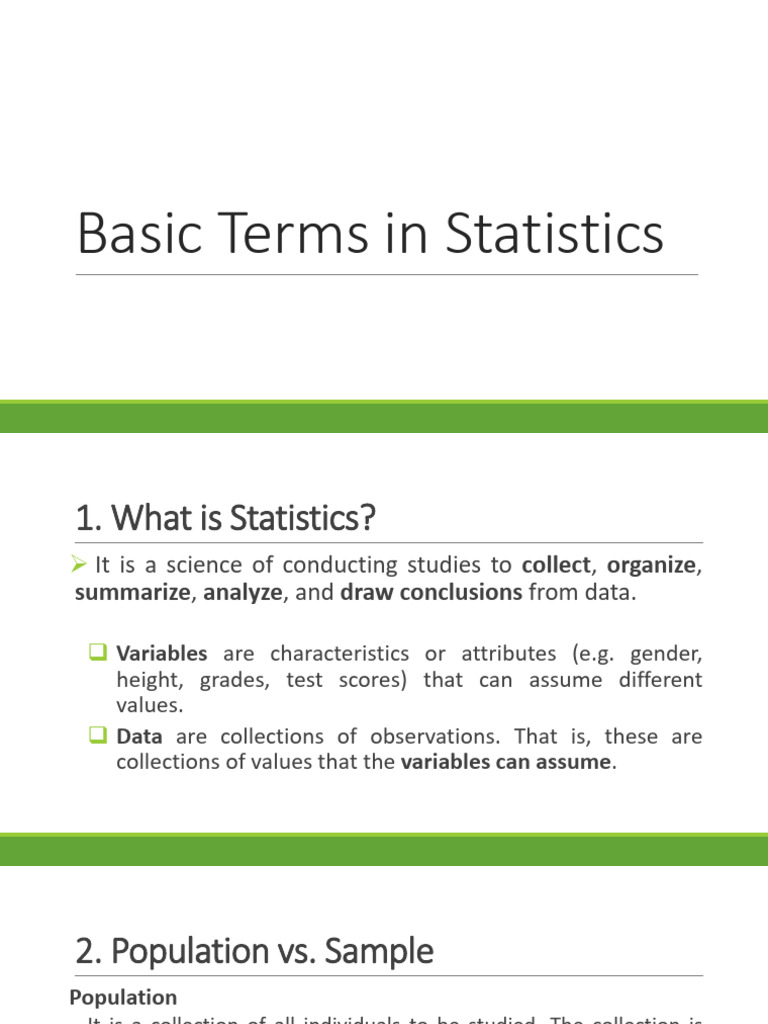 Basic Terms in Statistics | PDF | Level Of Measurement | Statistics