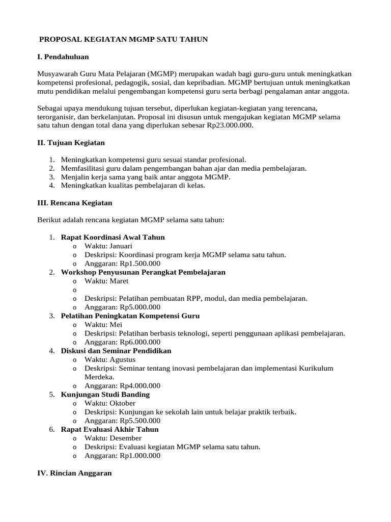 Proposal Kegiatan MGMP Tahunan | PDF
