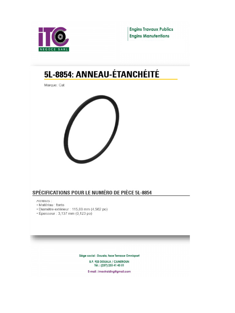 FICHE TECHNIQUE 5L8854 | PDF