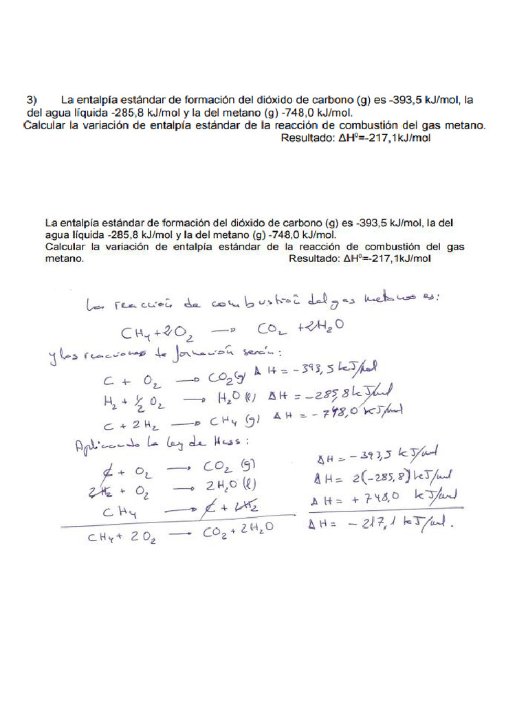Ejercicios de Termoquímica Con Solución 3 | PDF