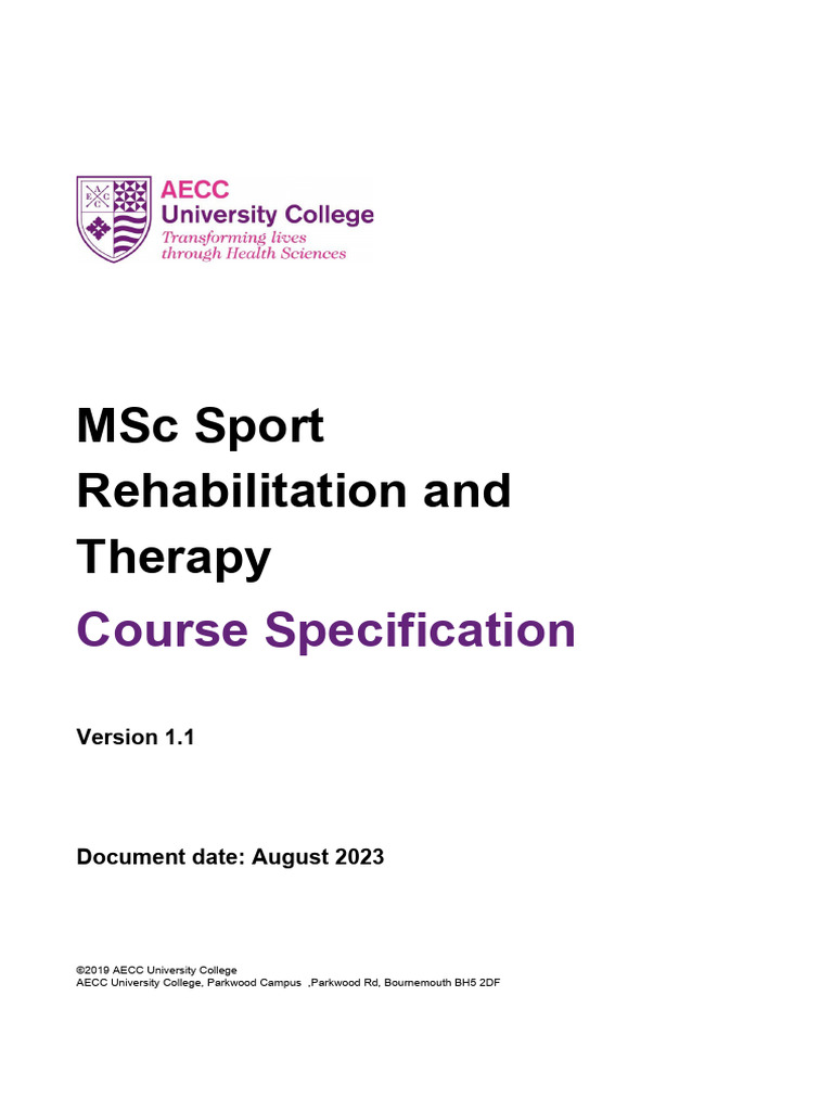 msc-sport-rehabilitation-and-therapy-course-specification-v12 | PDF | Physical Therapy ...