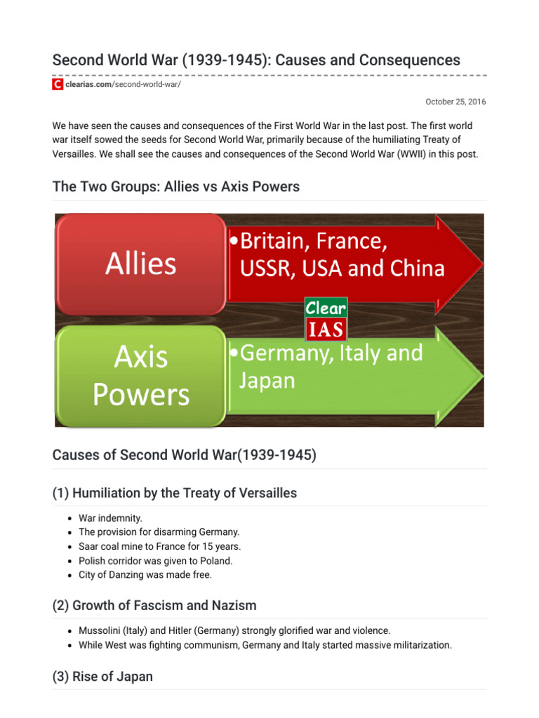 WWII: Causes and Consequences | PDF | World War II | Axis Powers