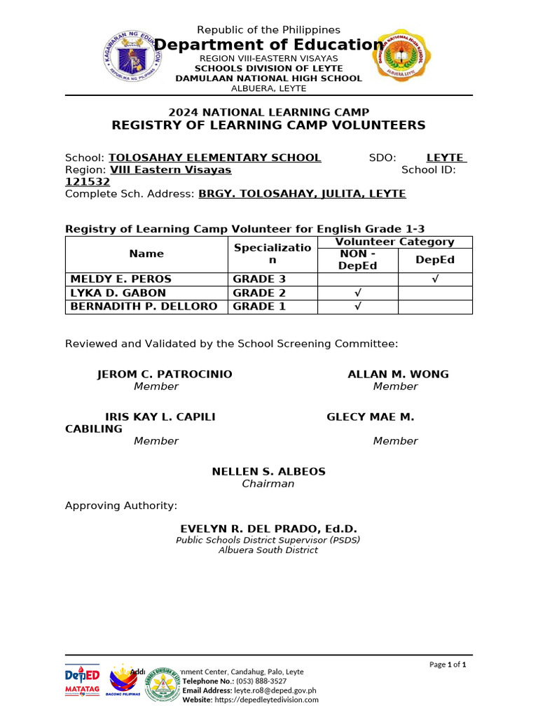 Registry of LCV | PDF