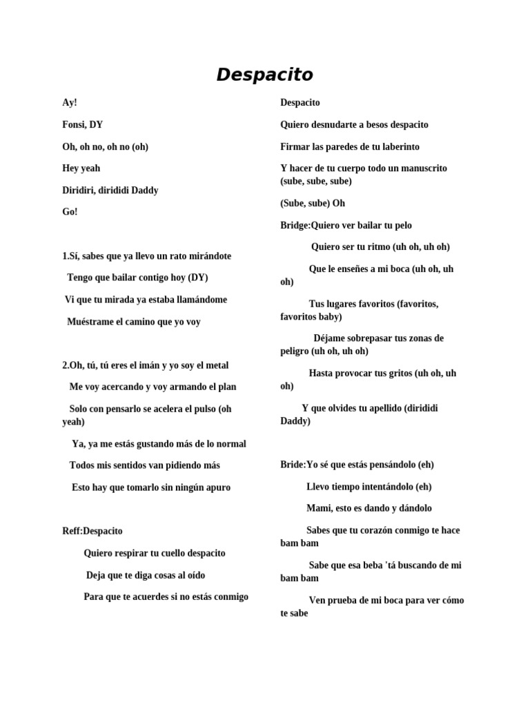 Despacito | PDF | Música grabada | Grabación de sonido